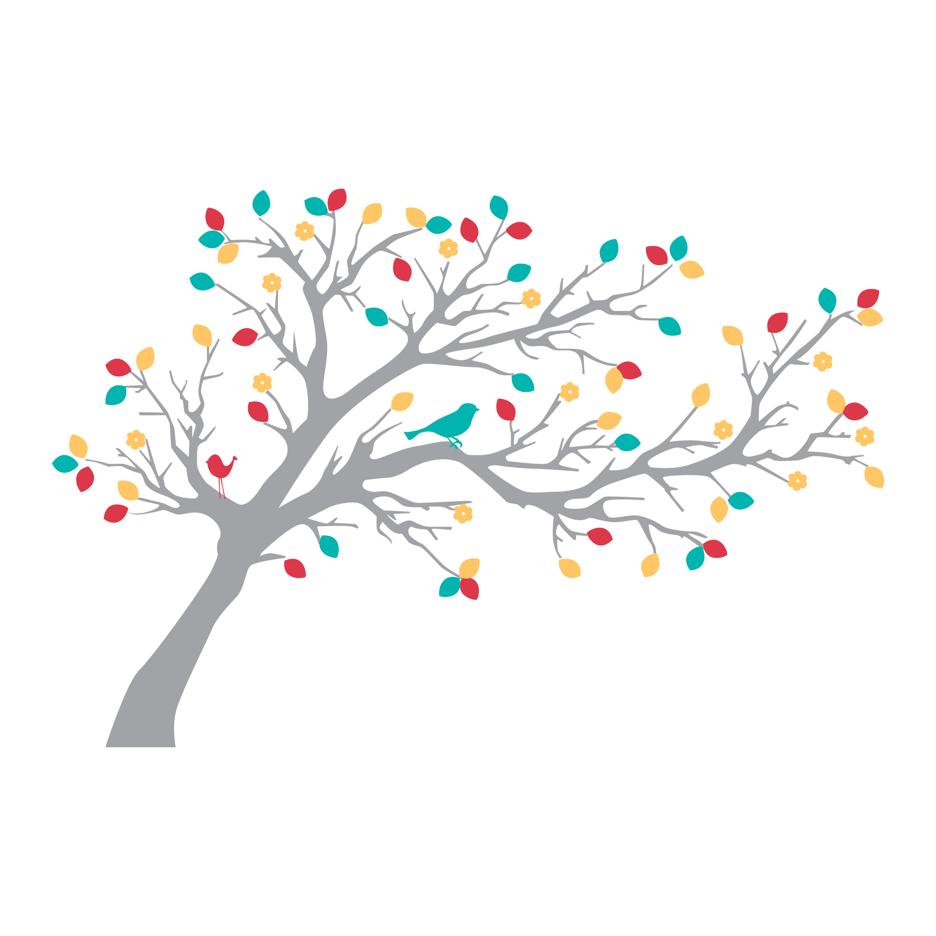 Gray Forest Clipart Art Tree With Colorful Branches PNG Transparent ...