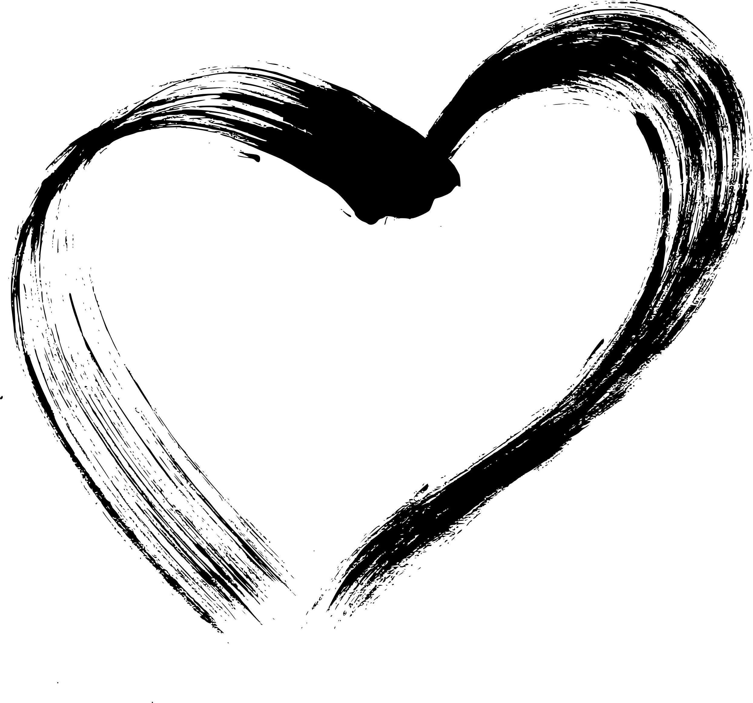 Black Heart With Brush Stroke PNG Transparent Background 2487x2321px ...