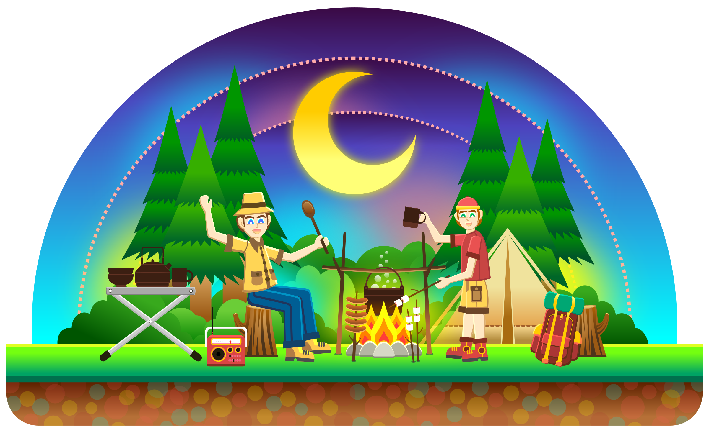 Cartoon Camping S PNG Transparent Background 2400x1468px - Filesize ...
