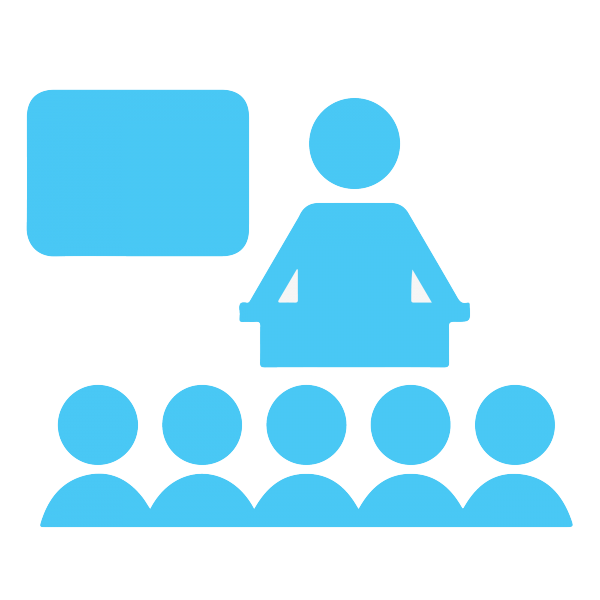 Blue Teacher And Students Lesson Class Illustration Icon PNG ...