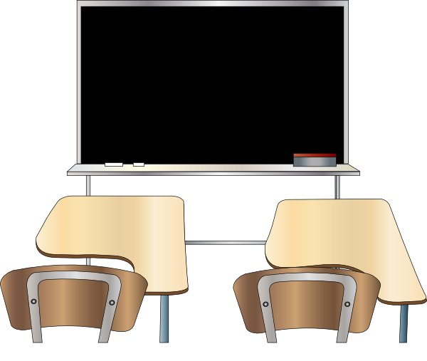 Classroom Design With Black Student Board And Brown Student Desk PNG ...