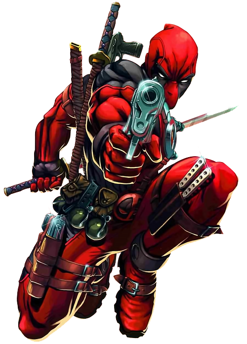 Shooting In Air Deadpool Free PNG Transparent Background 500x694px ...