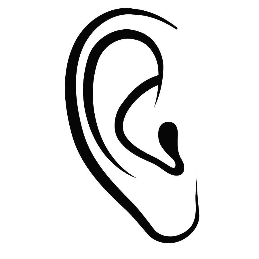 Ear Outline Black White PNG Transparent Background 900x900px - Filesize ...