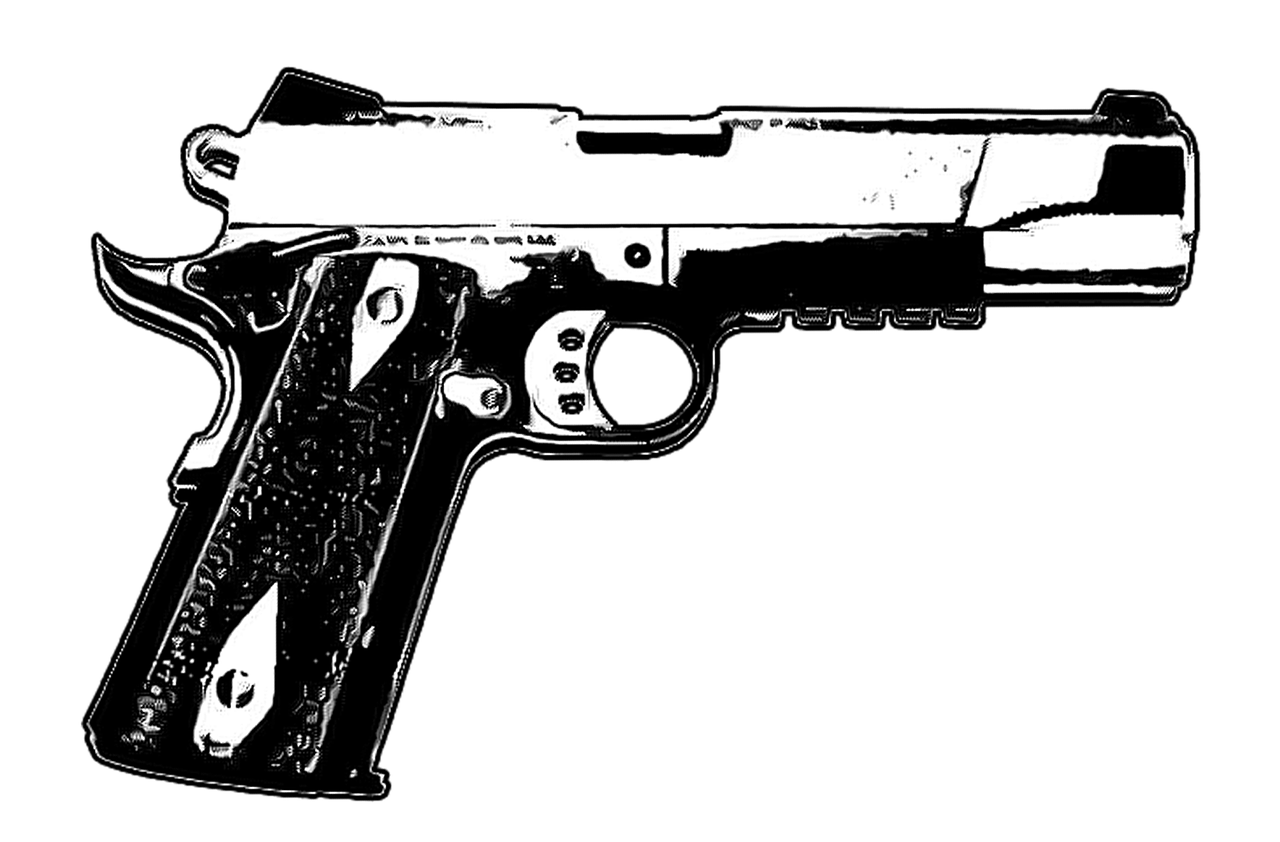 Monochrome Drawing Pistol Gun Hd Free PNG Transparent Background ...
