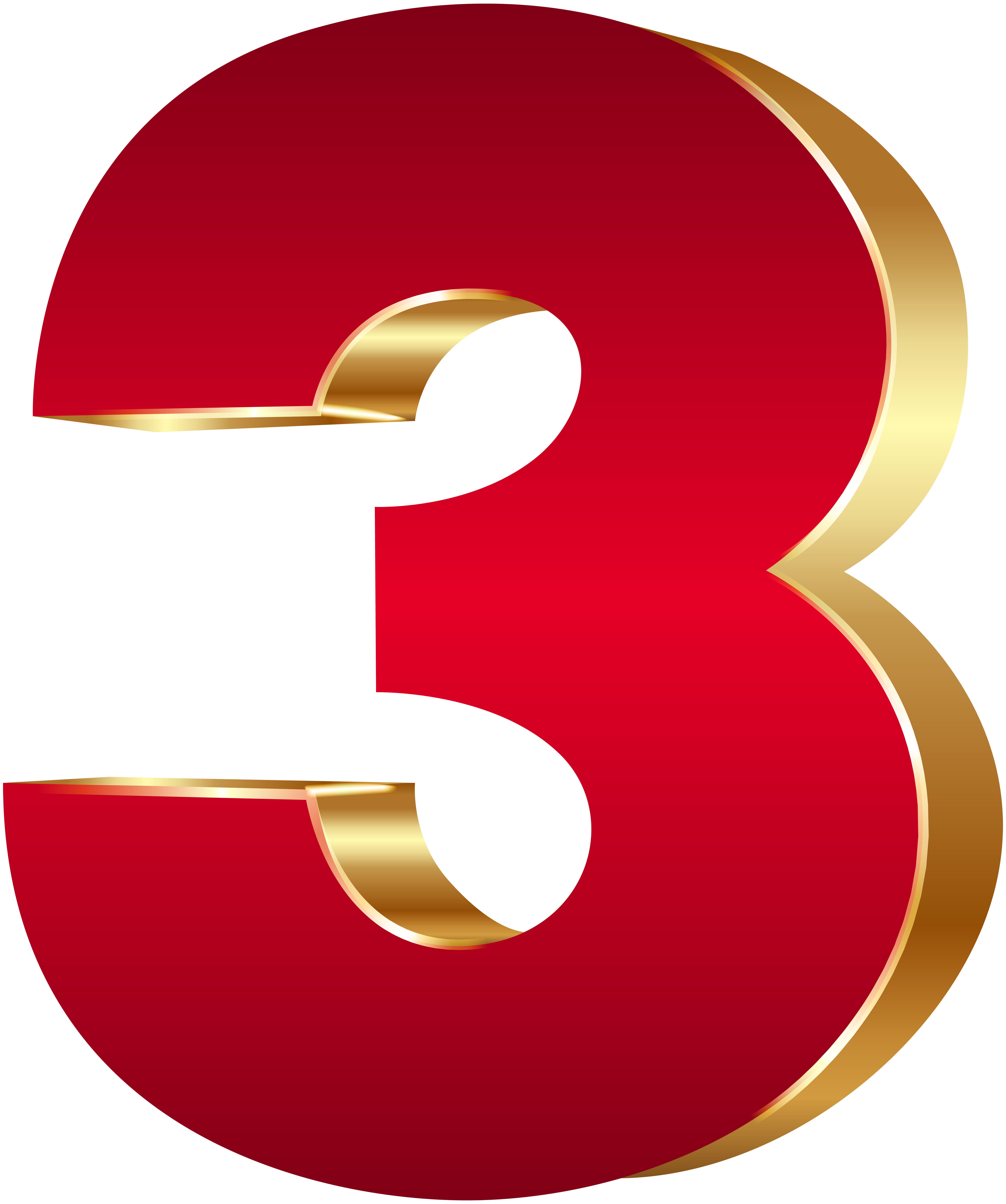 Three Red Number , 3 PNG Transparent Background 6687x8000px - Filesize ...