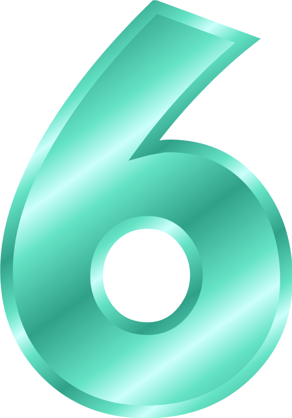 Turquoise Number Six, Numbers 6 PNG Transparent Background 600x858px ...