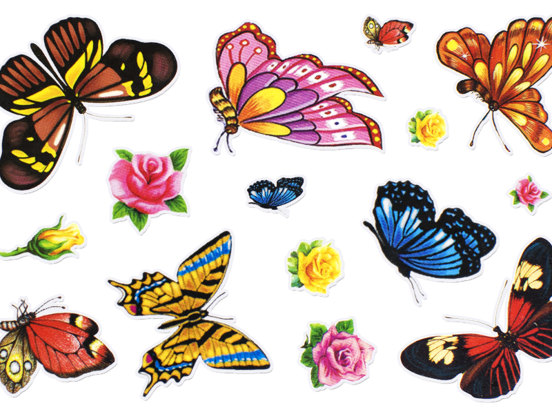 Cute Butterfly Stickers Free PNG Transparent Background 800x600px ...